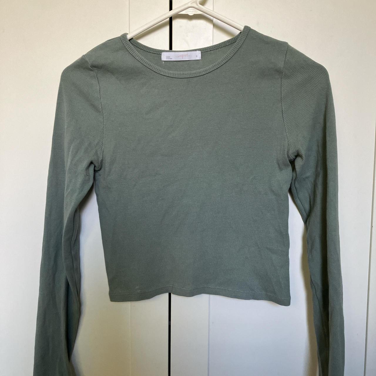 Green striped Supre cropped long sleeve Good... - Depop