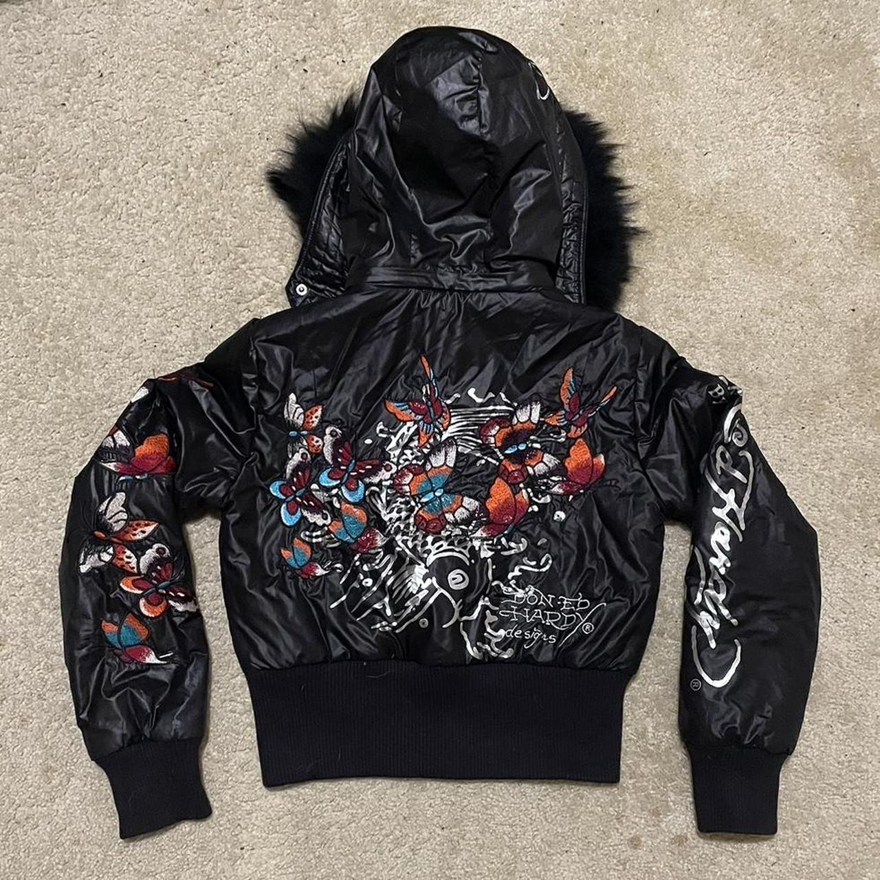 Ed Hardy Jacket Insane Designs All Over Jacket Fur... - Depop