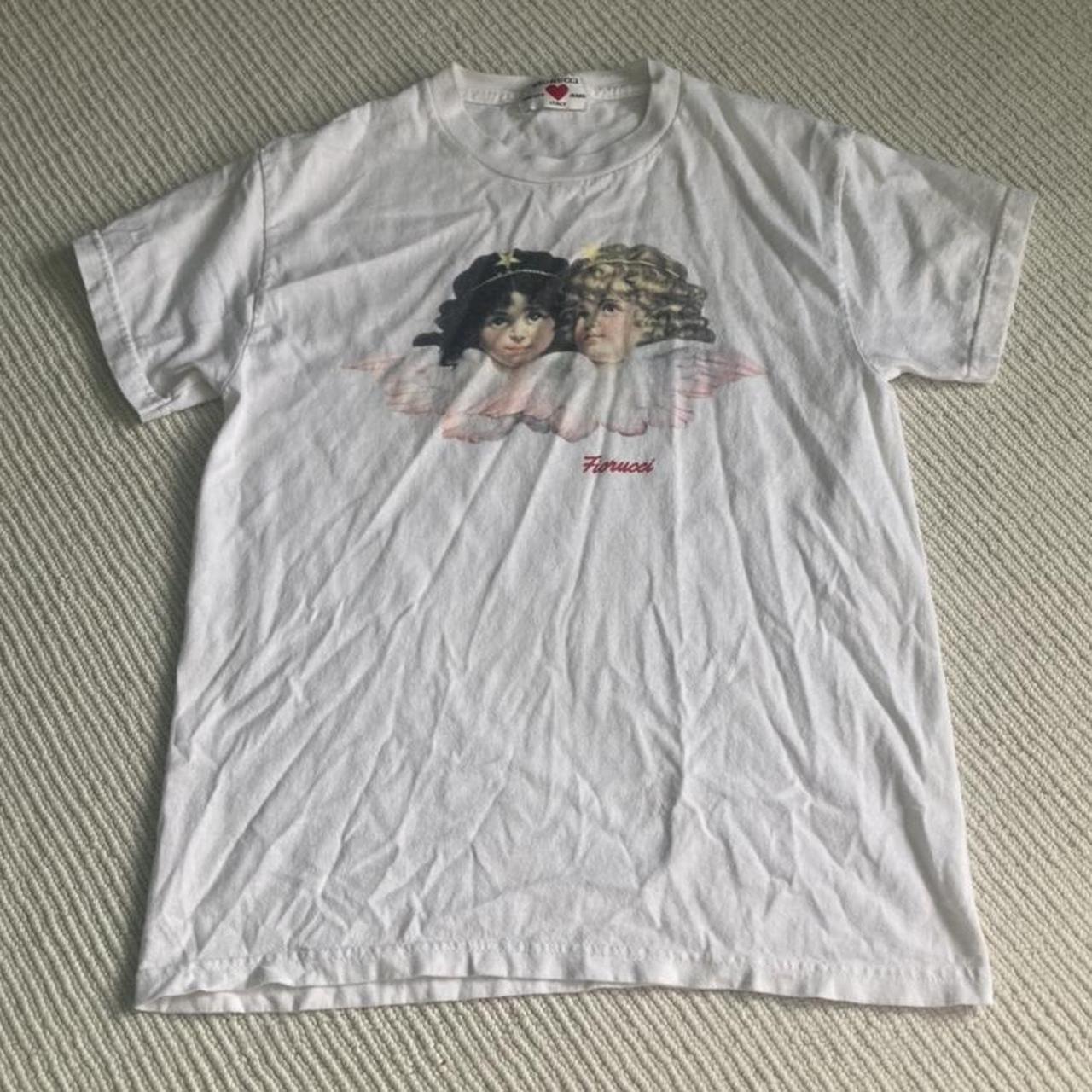 fiorucci cherub graphic T-shirt EUC minor yellowing... - Depop