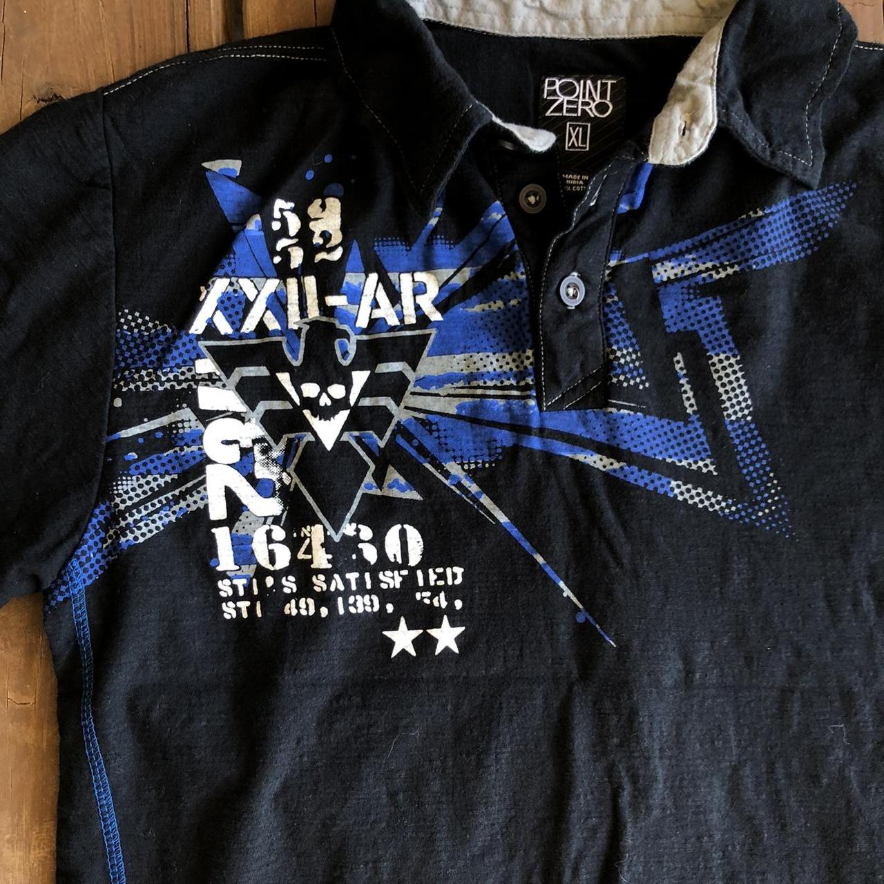 vintage point zero tee kids xl, skull print, in... - Depop