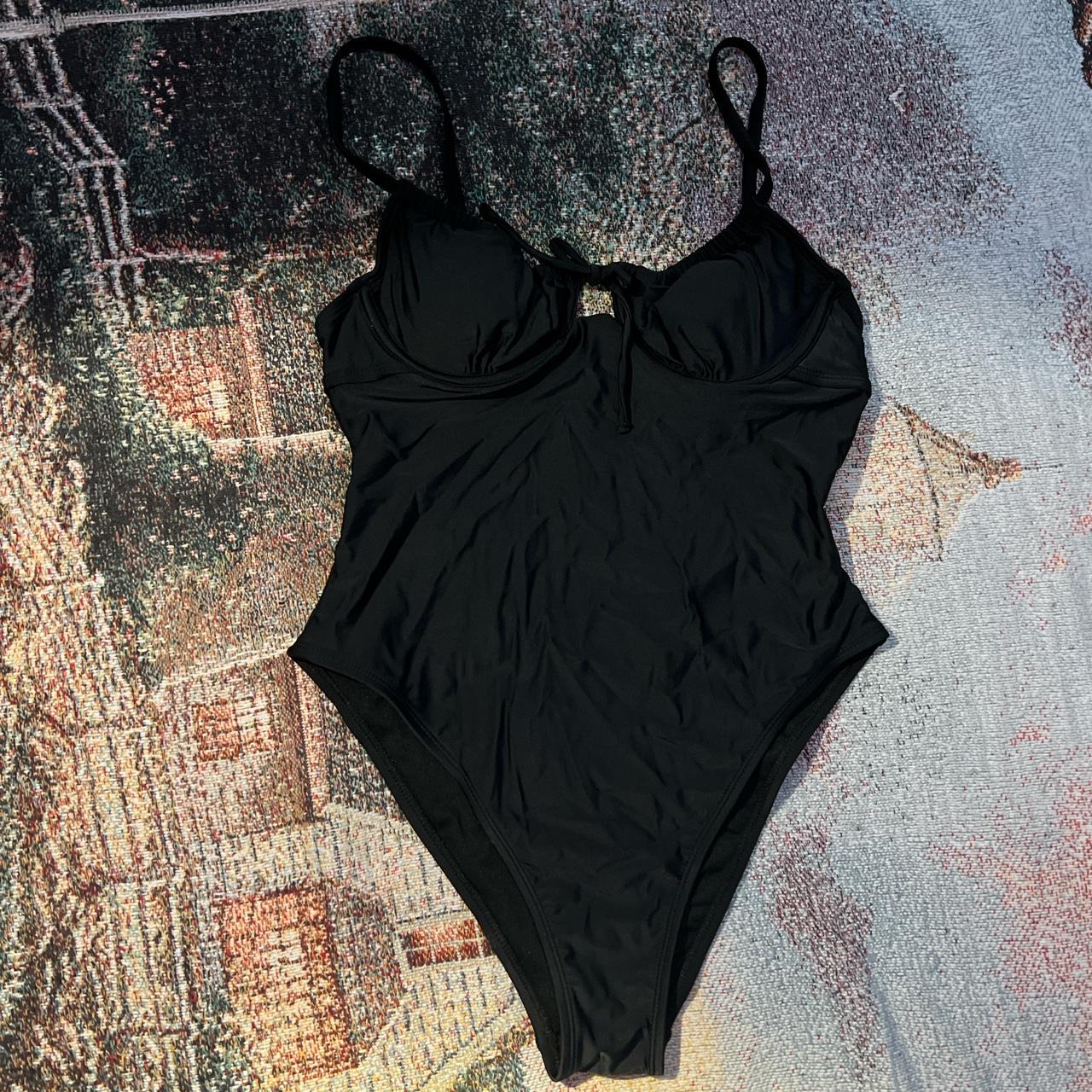 -Black Full Piece Swim Suit -Only worn once, No... - Depop