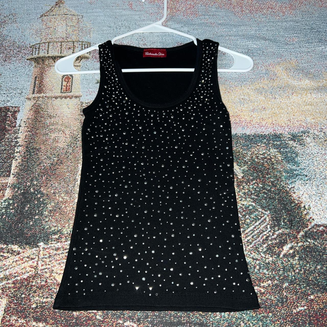 -Studded Black Tank Top Panhandle Slim -Size... - Depop