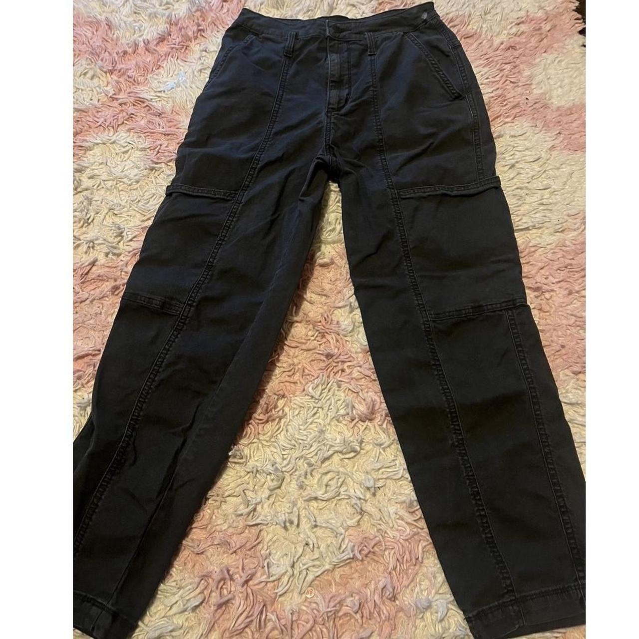 Universal Thread Women's Black and Navy Trousers | Depop