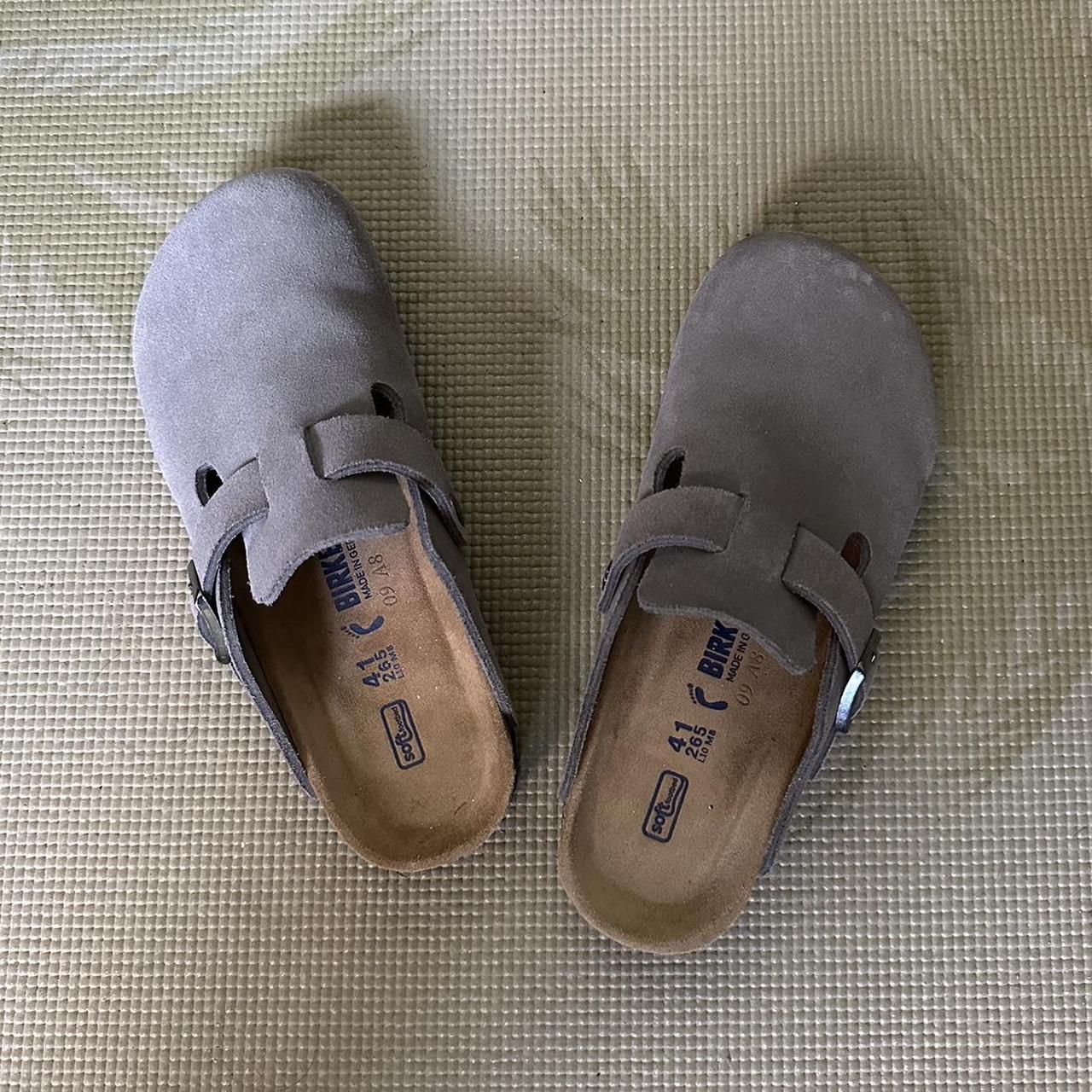 Birkenstock Boston Clog - Grey Suede Size 8 Great... - Depop