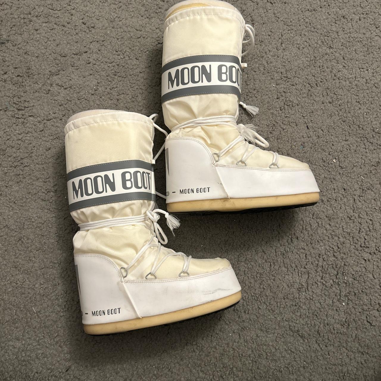 all white moon boots no issues with them just taking... - Depop