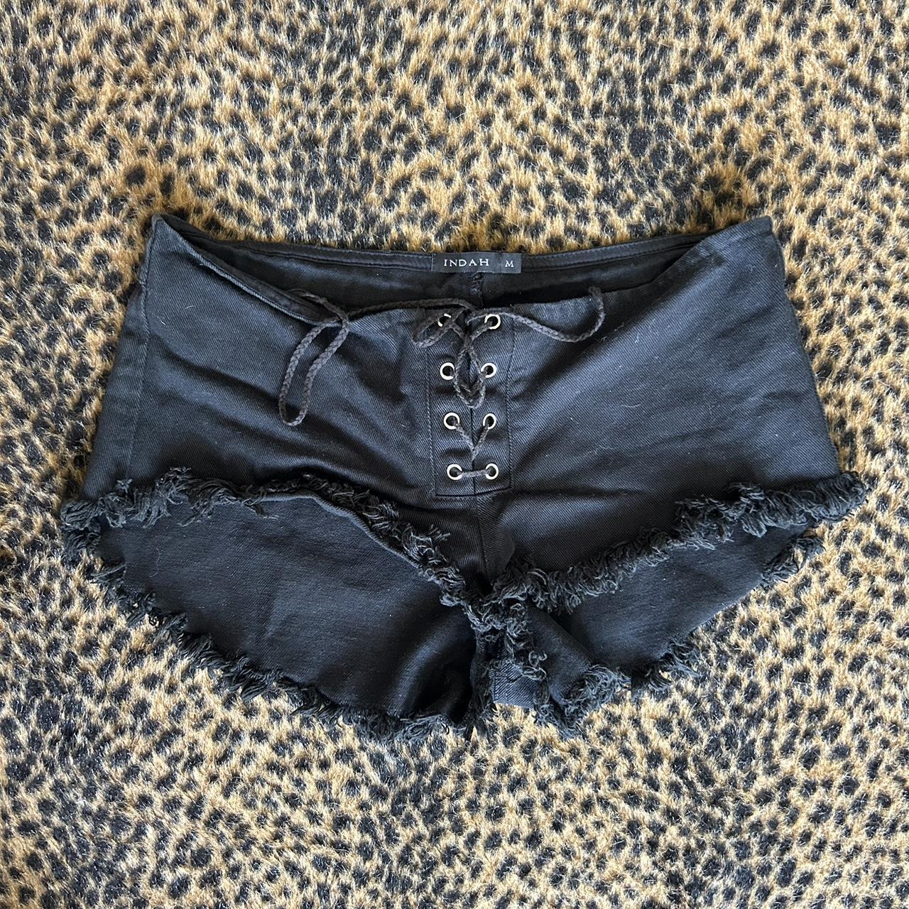 Black lace up mini shorts (perfect for a festival or... - Depop