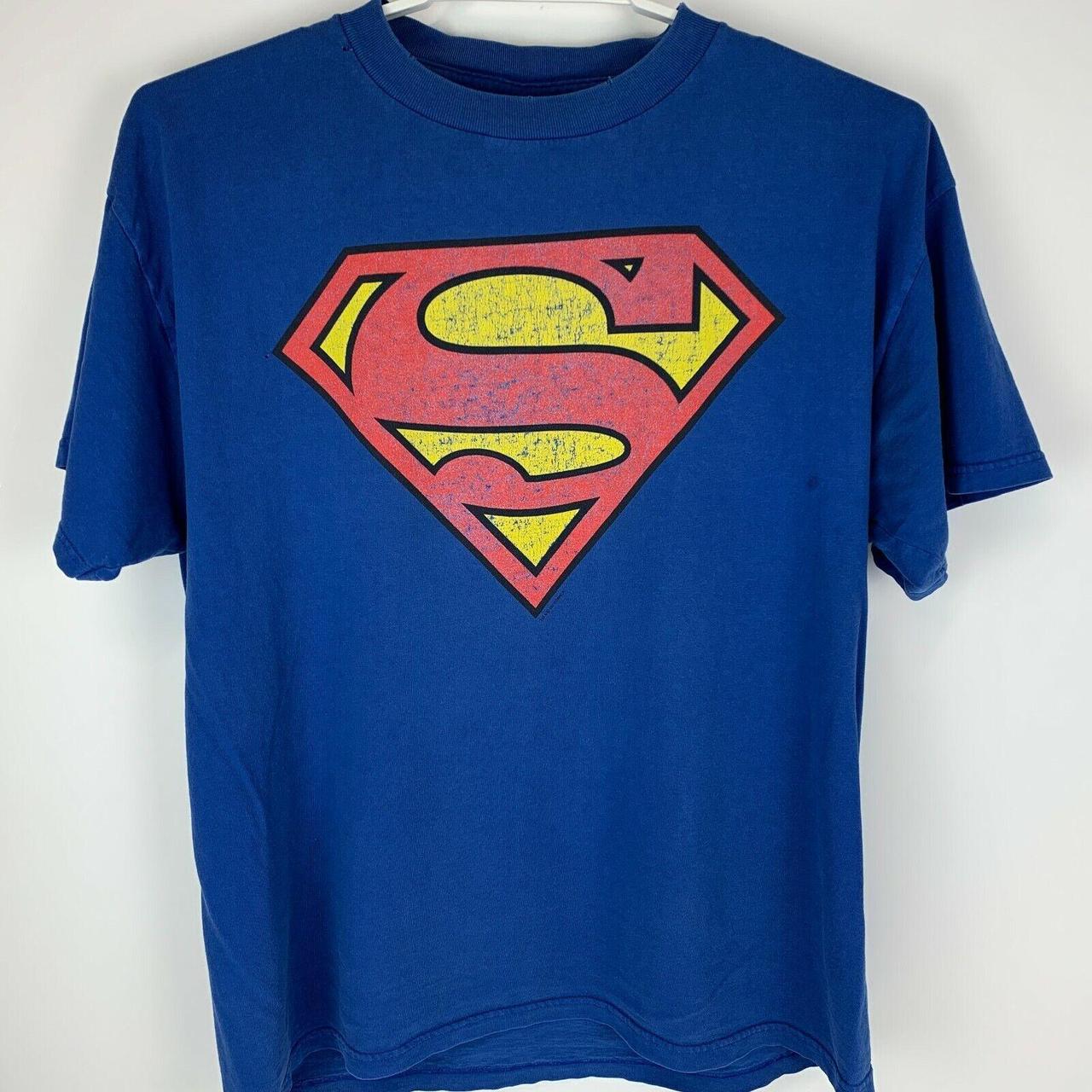 Vintage 1990s Distressed Superman Logo T Shirt DC... - Depop