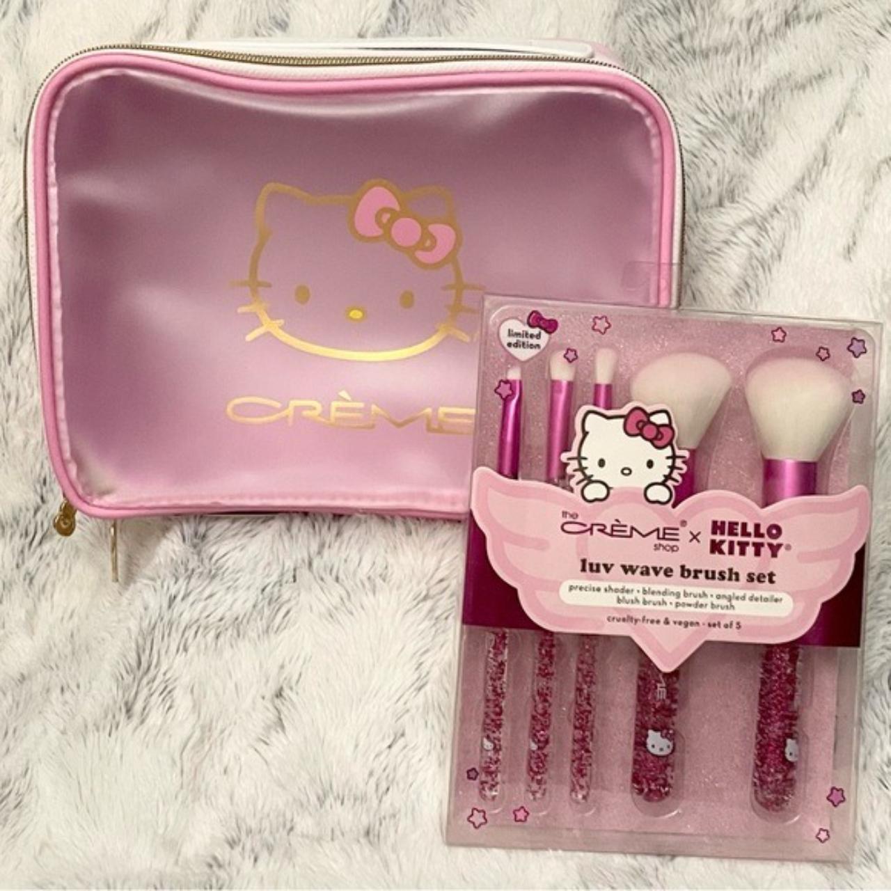 Hello Kitty The Creme Shop Makeup Bag and Brushes... - Depop