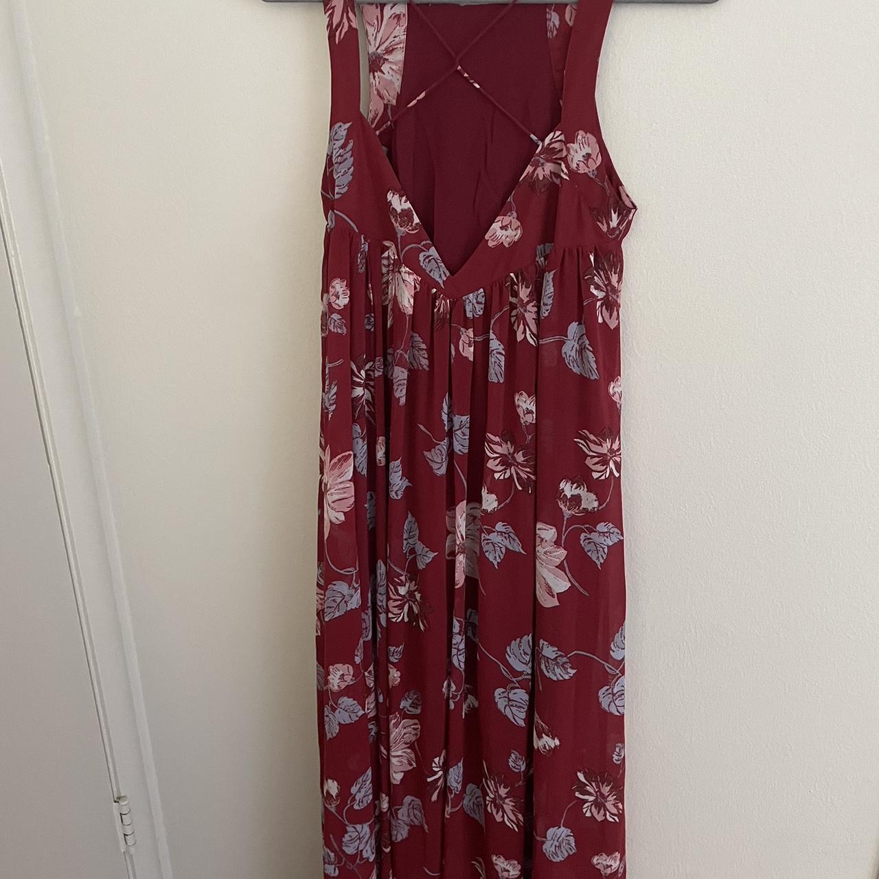 Free people floral red 90s style size small red - Depop