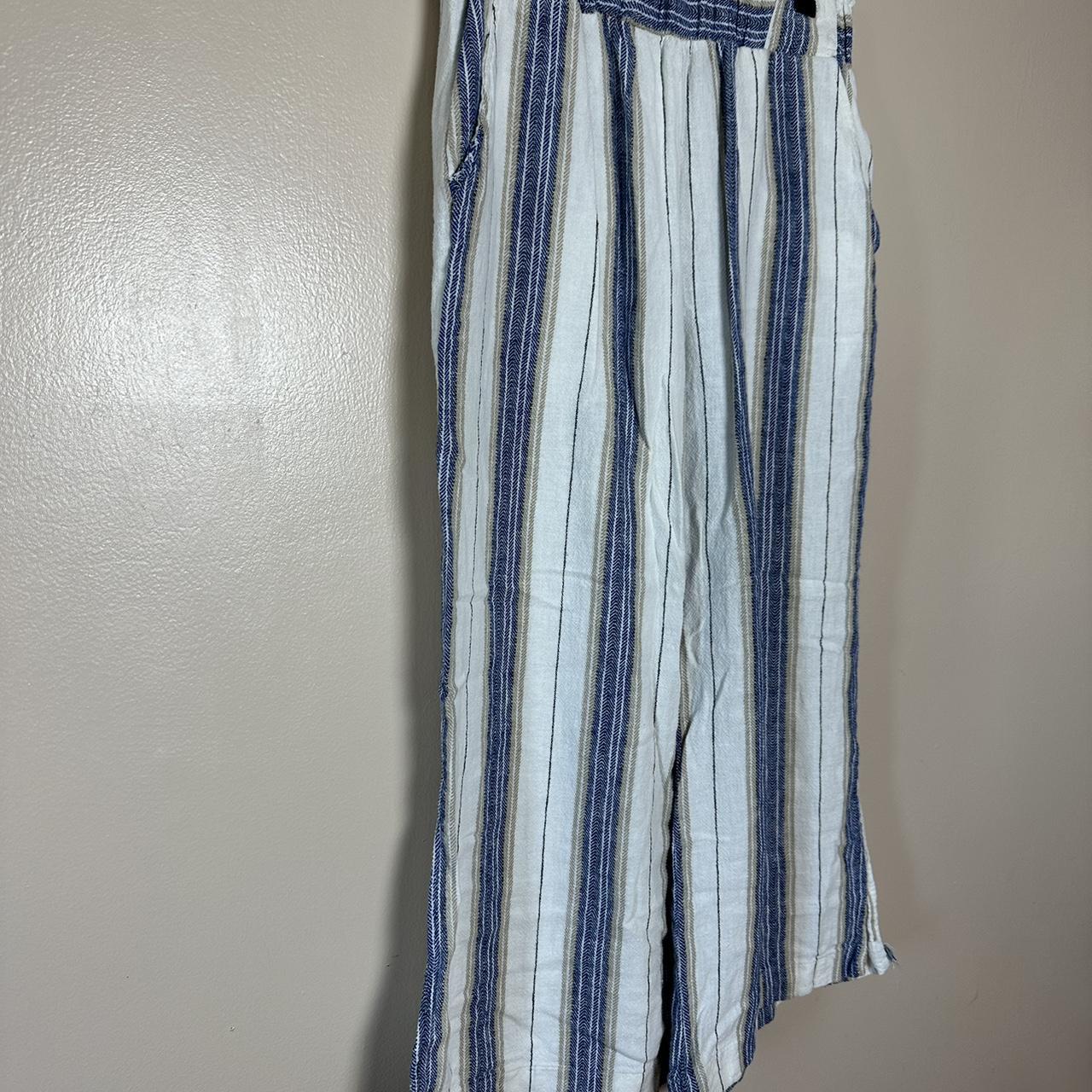 Striped Indigo Rein Boho Pants Size L EUC BRAND:... - Depop