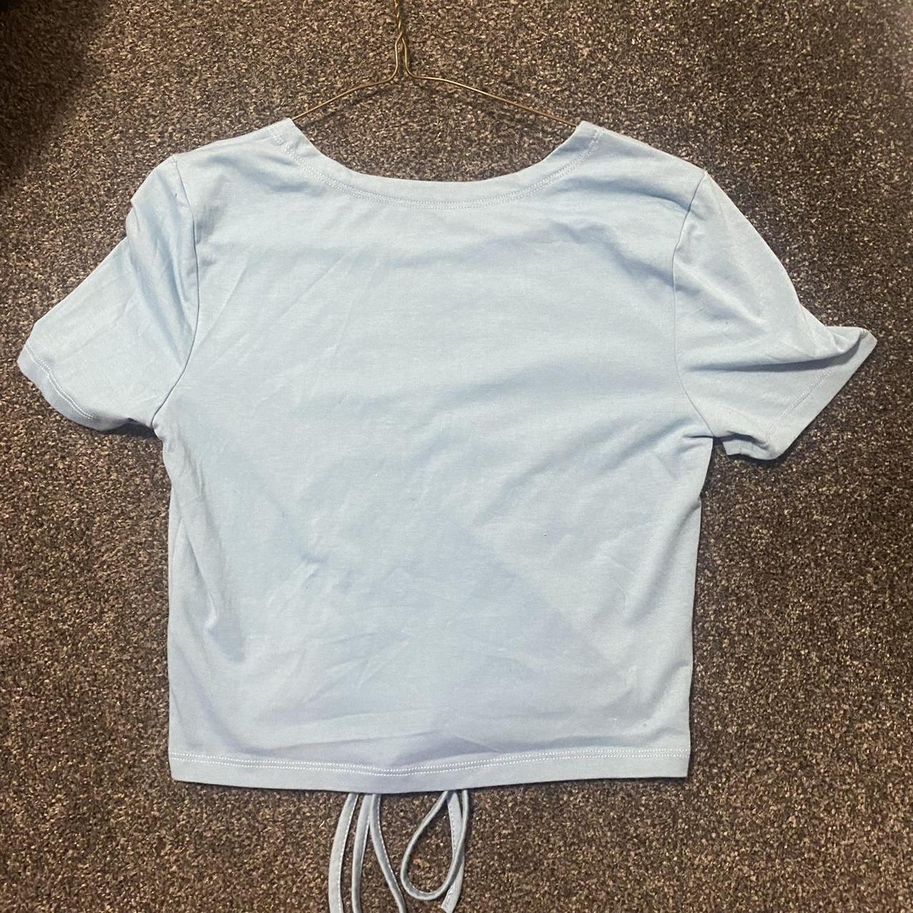 dusty blue draw string tie top - size medium - the... - Depop