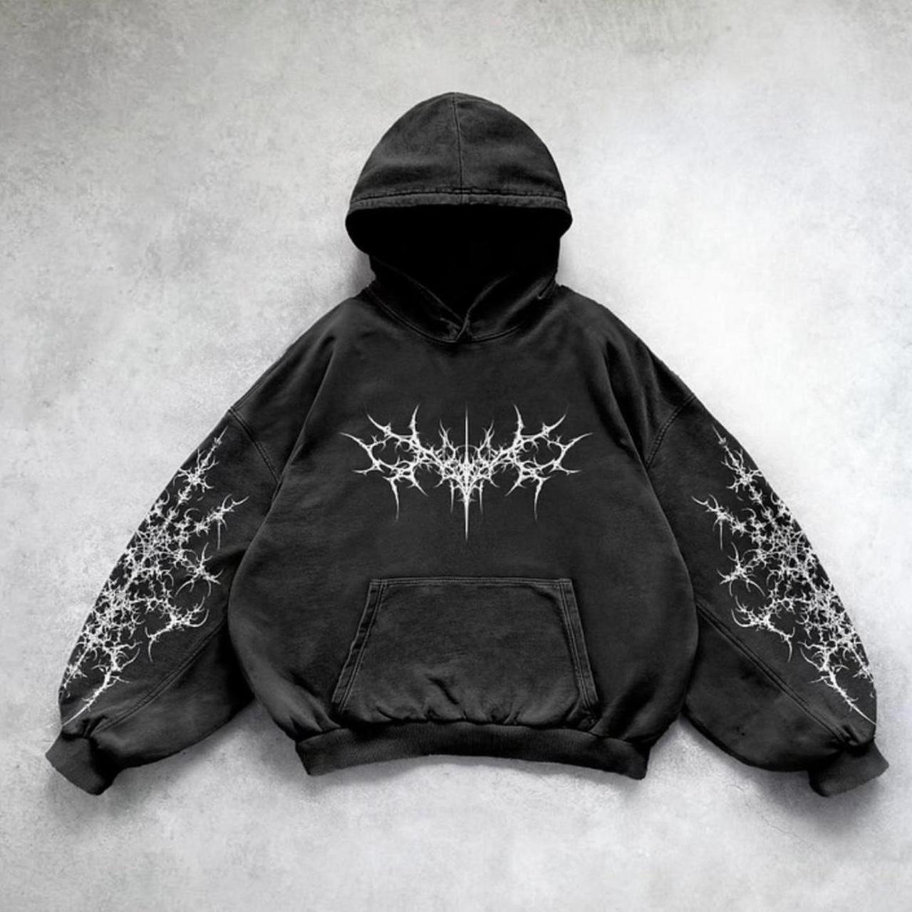Black oversized WRAITH hoodie #goth #punk - Depop