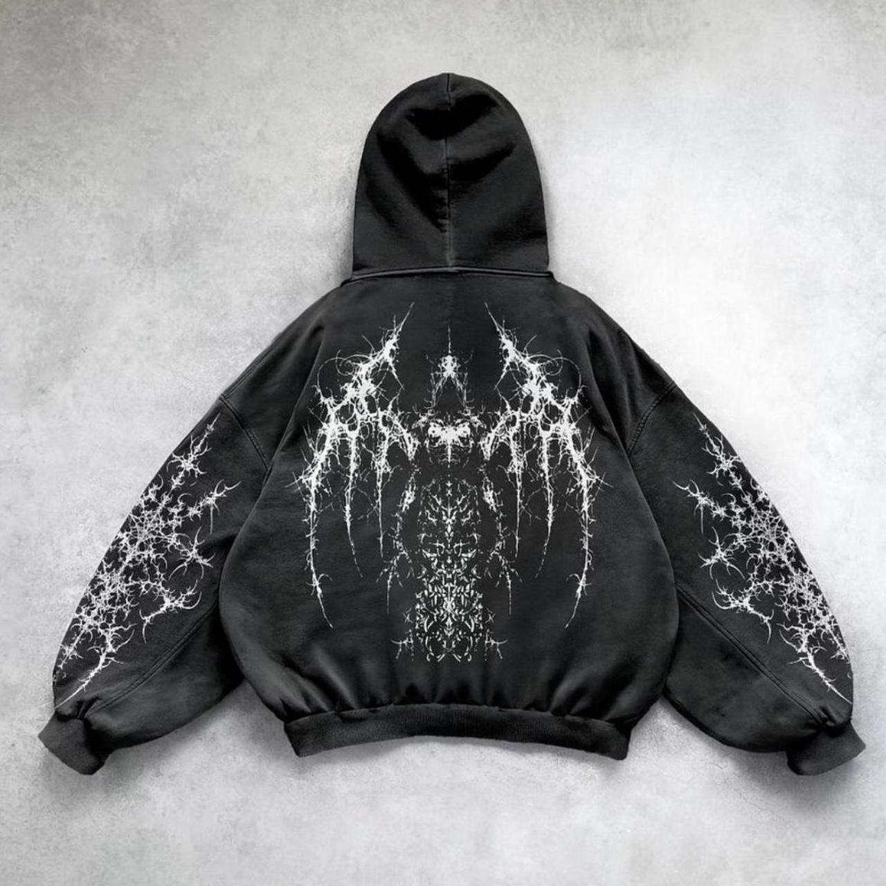 Black oversized WRAITH hoodie #goth #punk - Depop