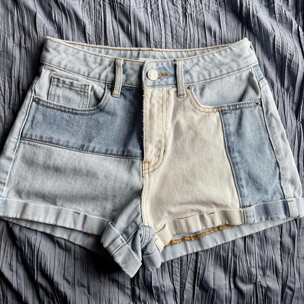 Pacsun Colorblock Jean Shorts Mom Short Size: 24 One... - Depop