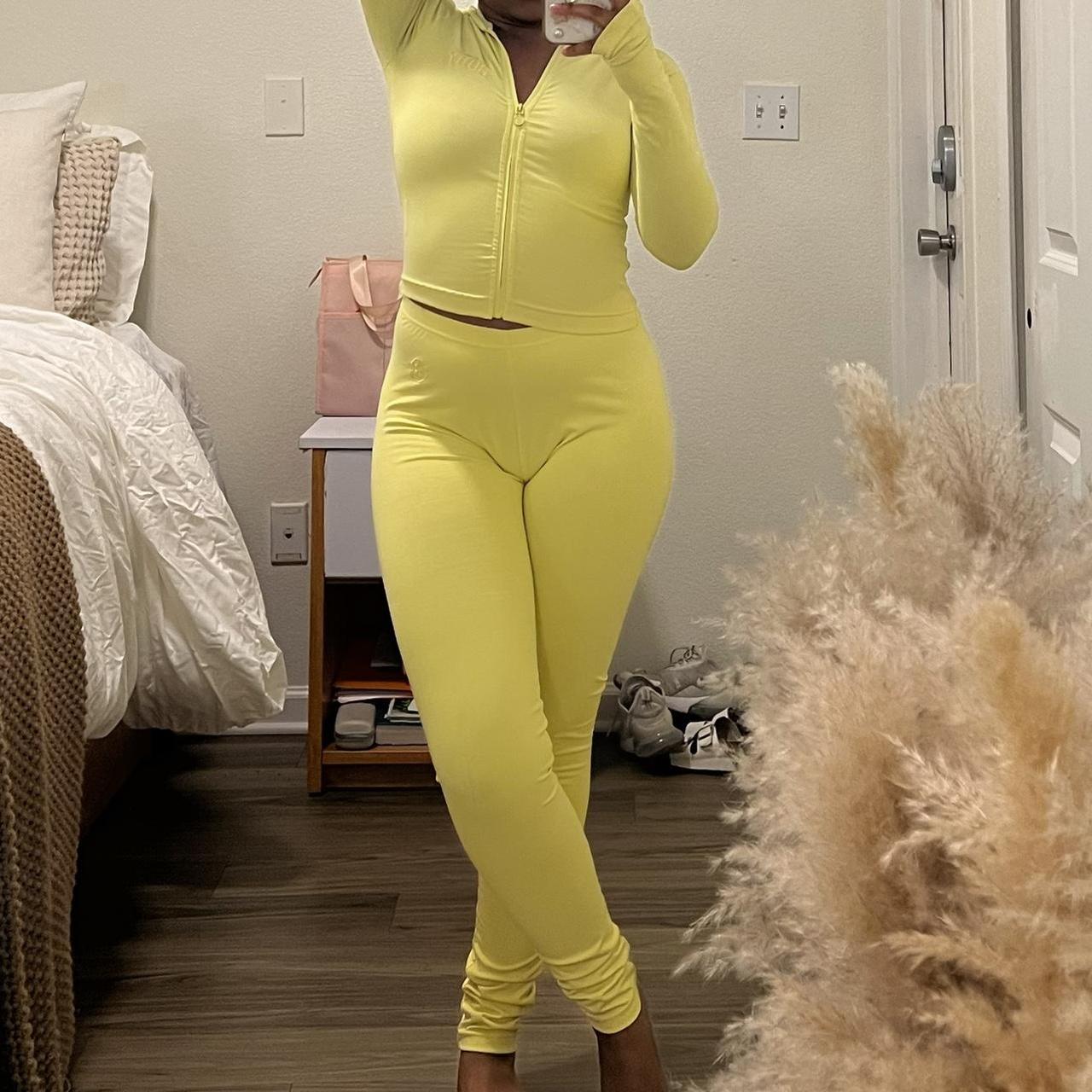 body by raven yellow set ♡ top fits like a small,... - Depop