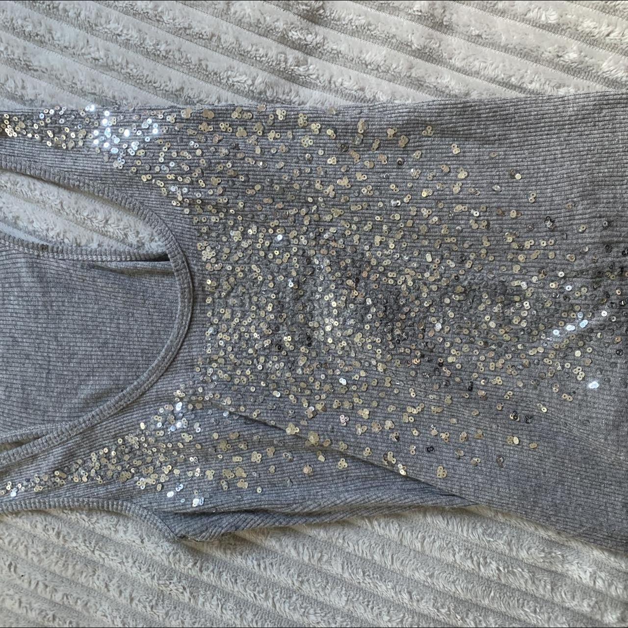 jane norman grey sparkly cami vest top amazing... - Depop