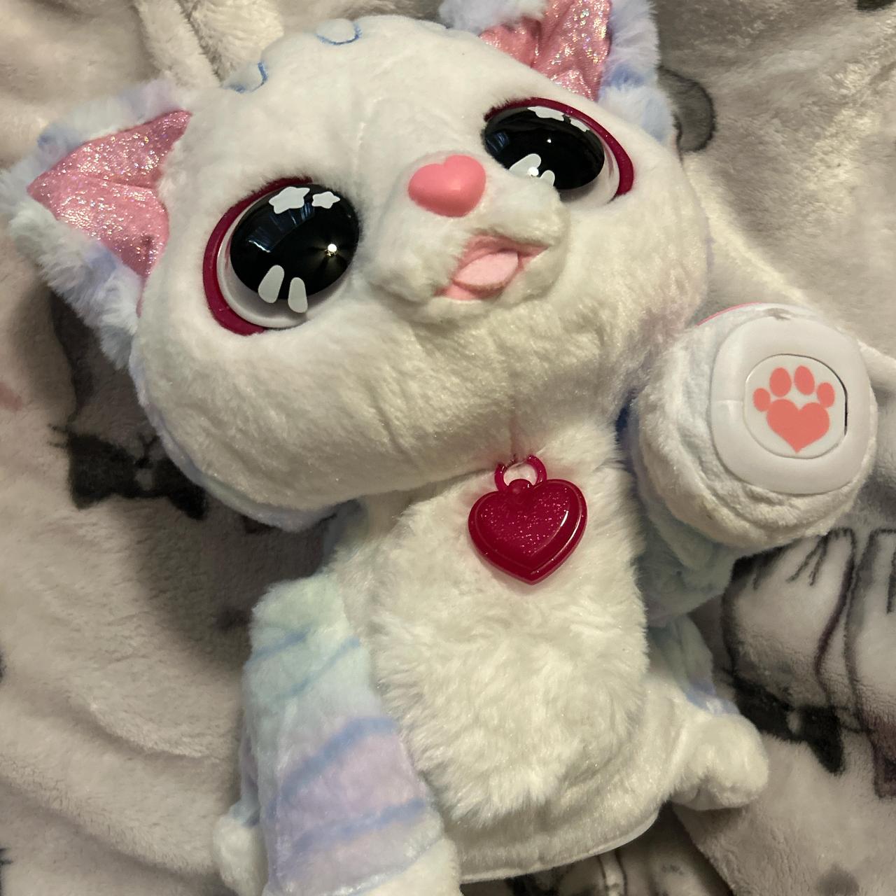 Adorable 12" white cat plush with pink (vtech)... | Depop