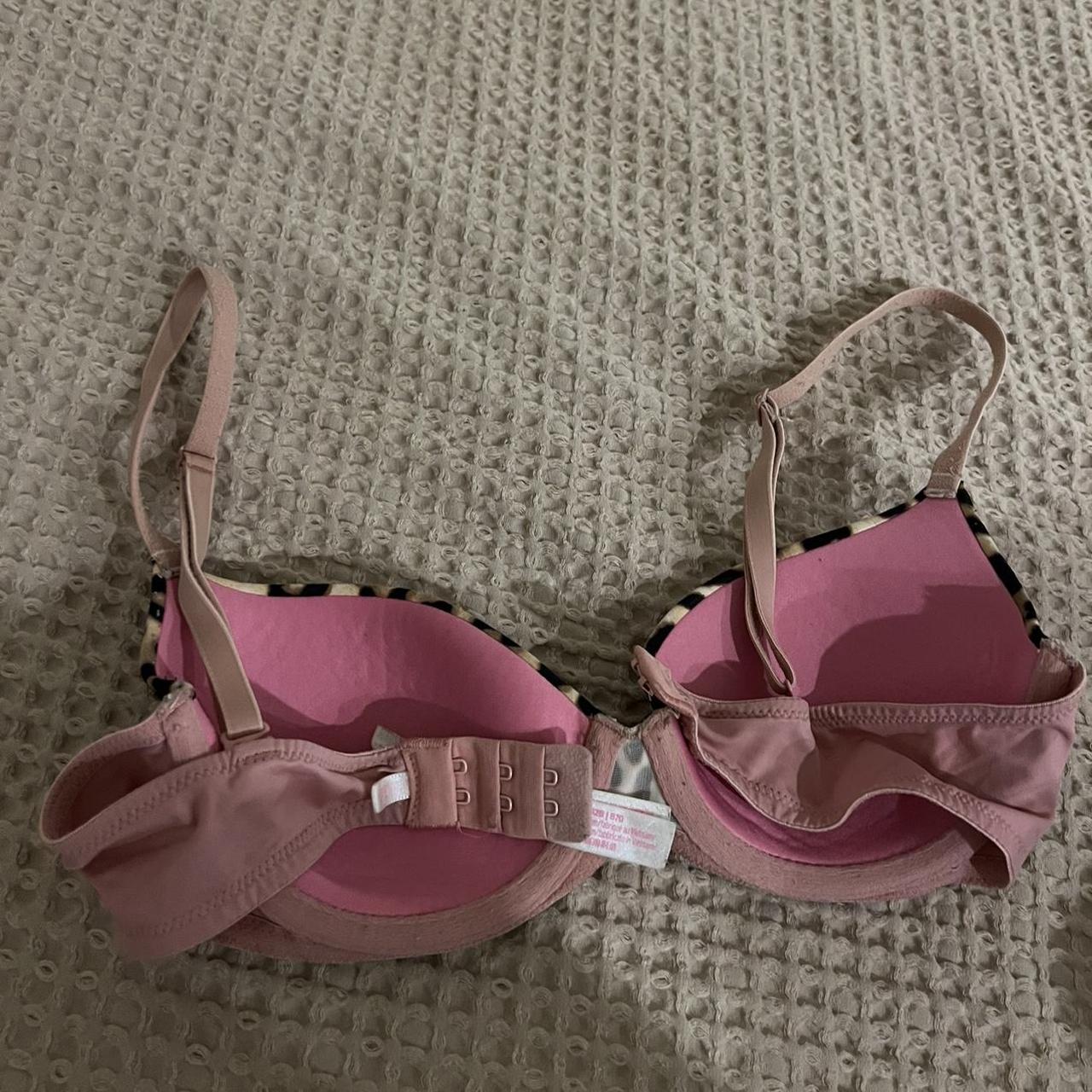 Victoria’s Secret Pink Leopard Bra 32B Size... - Depop