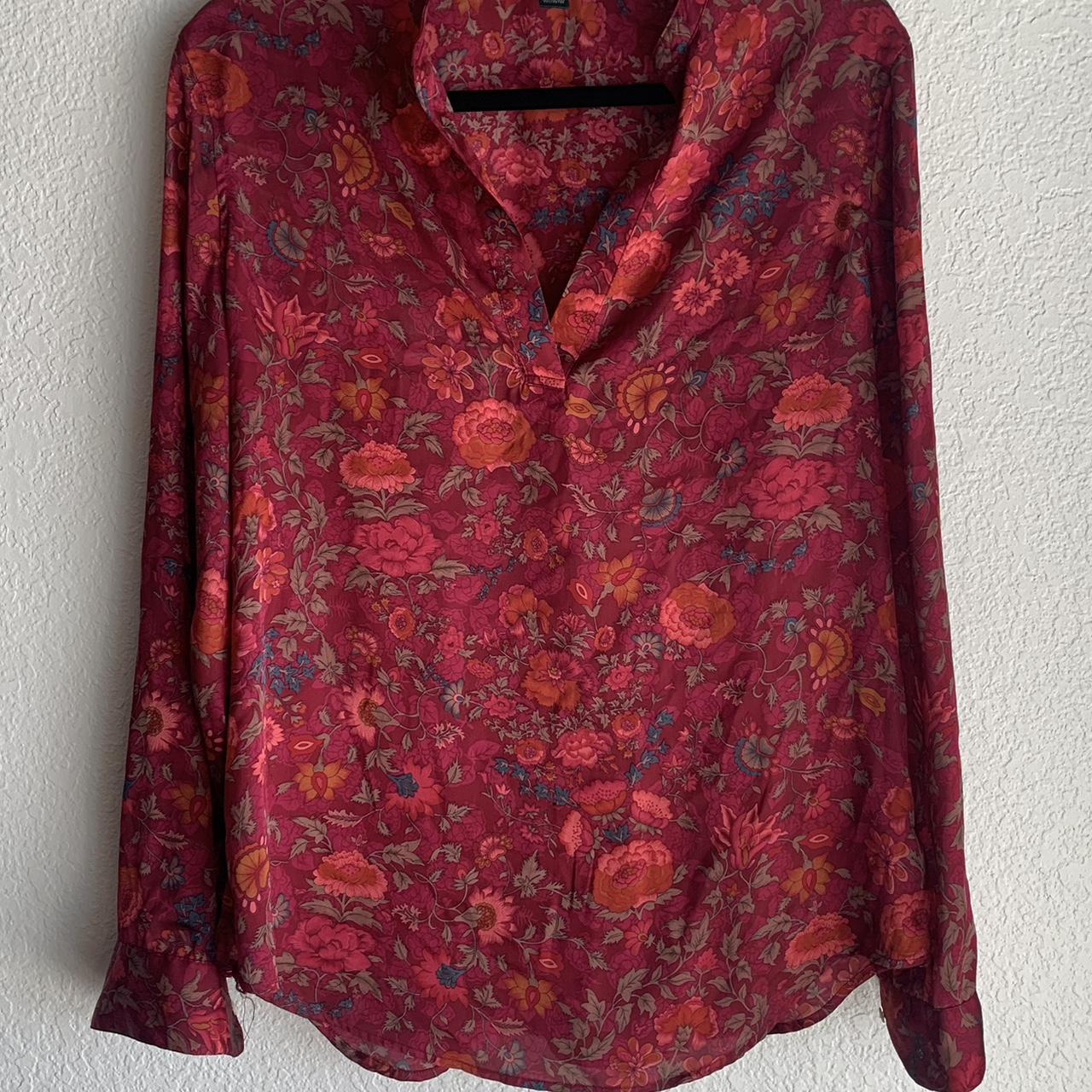 Ralph Lauren red rose blouse