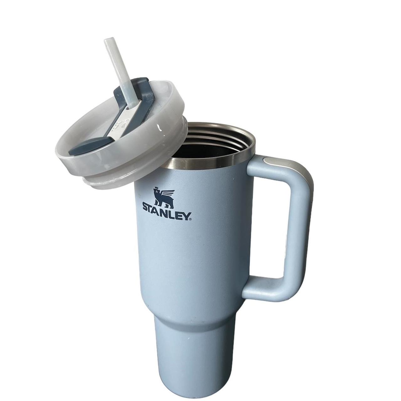 Light blue Stanley tumbler with rubber grip for hand... - Depop