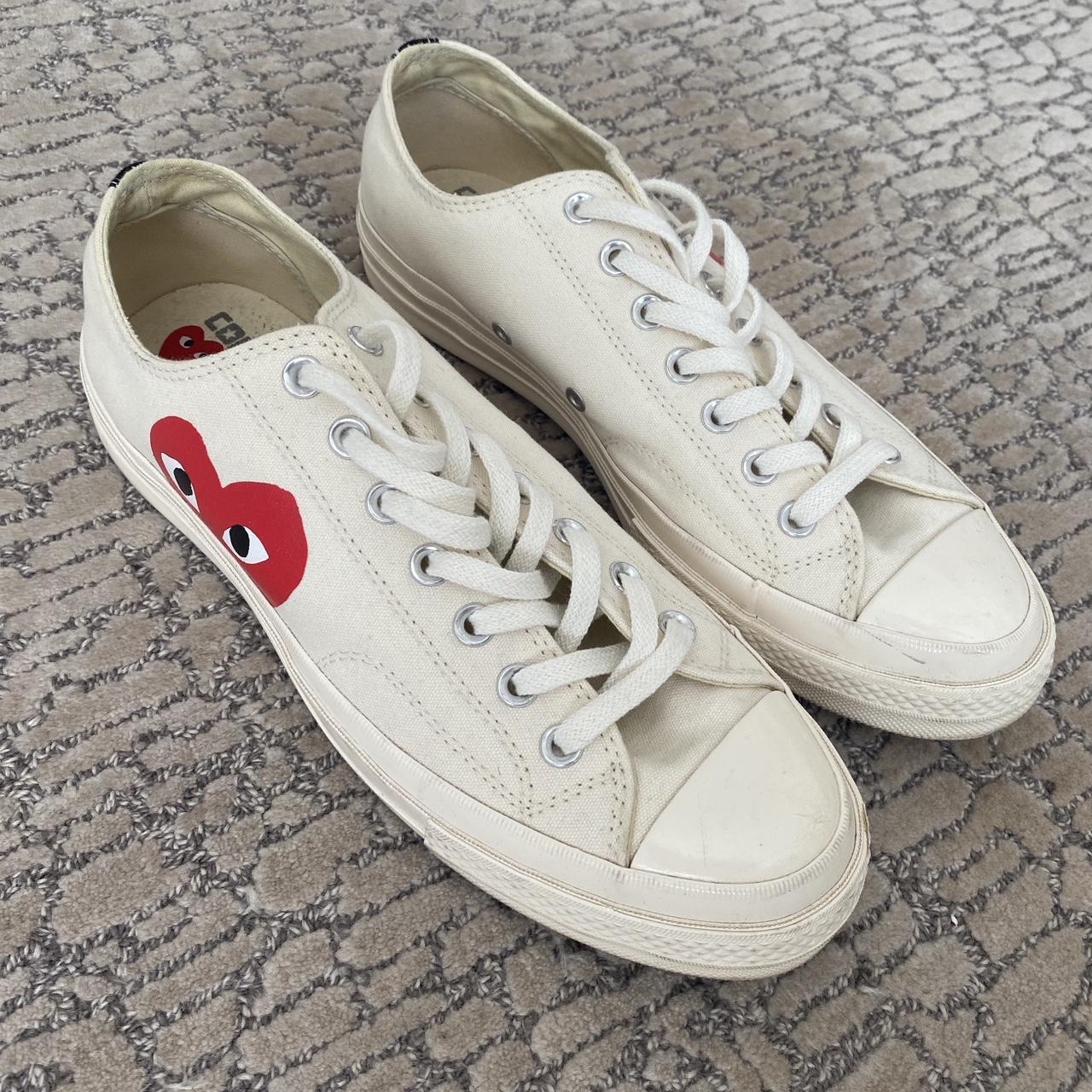 Comme Des Gargon CDG Converse Canvas Cream size 10US - Depop