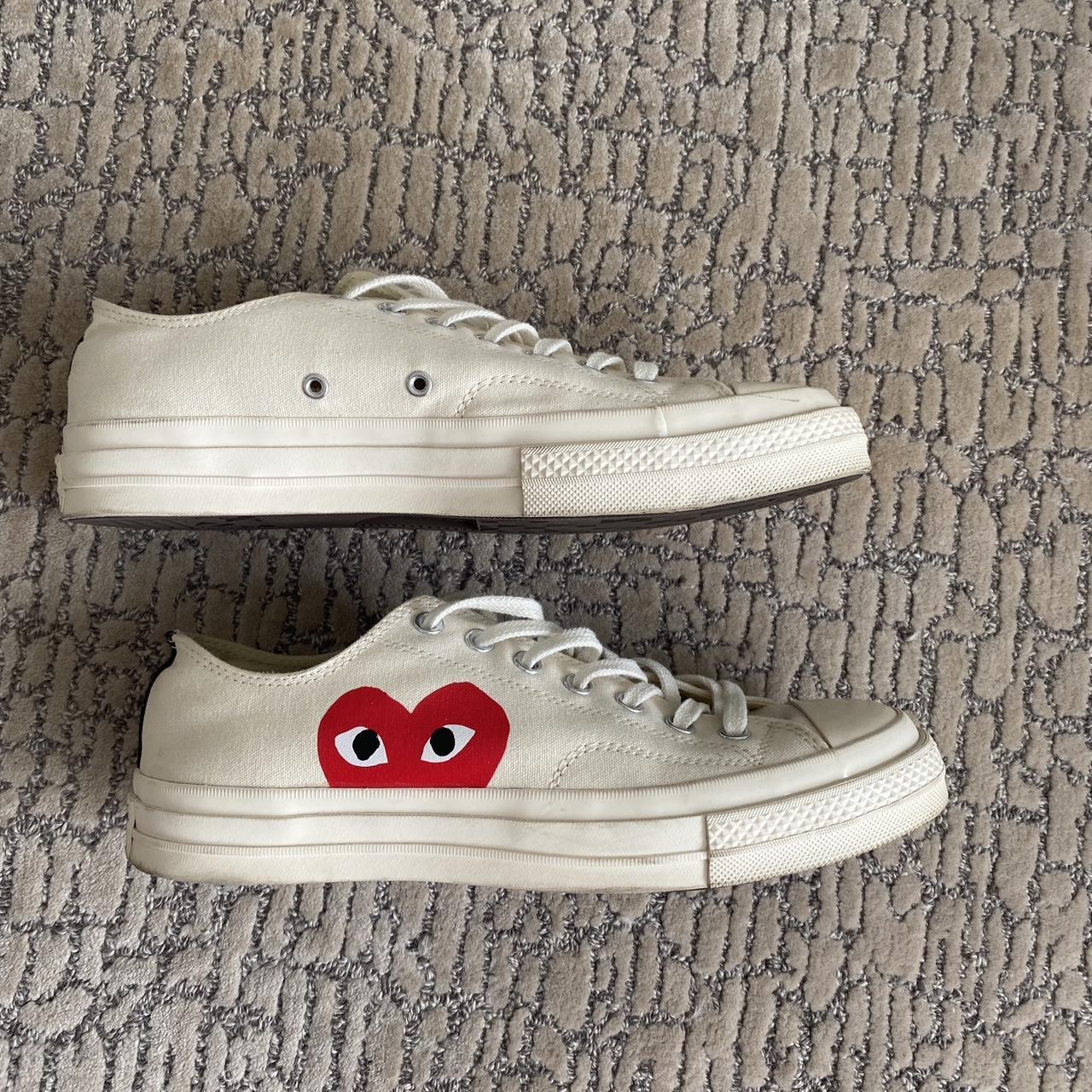 Comme Des Gargon CDG Converse Canvas Cream size 10US - Depop