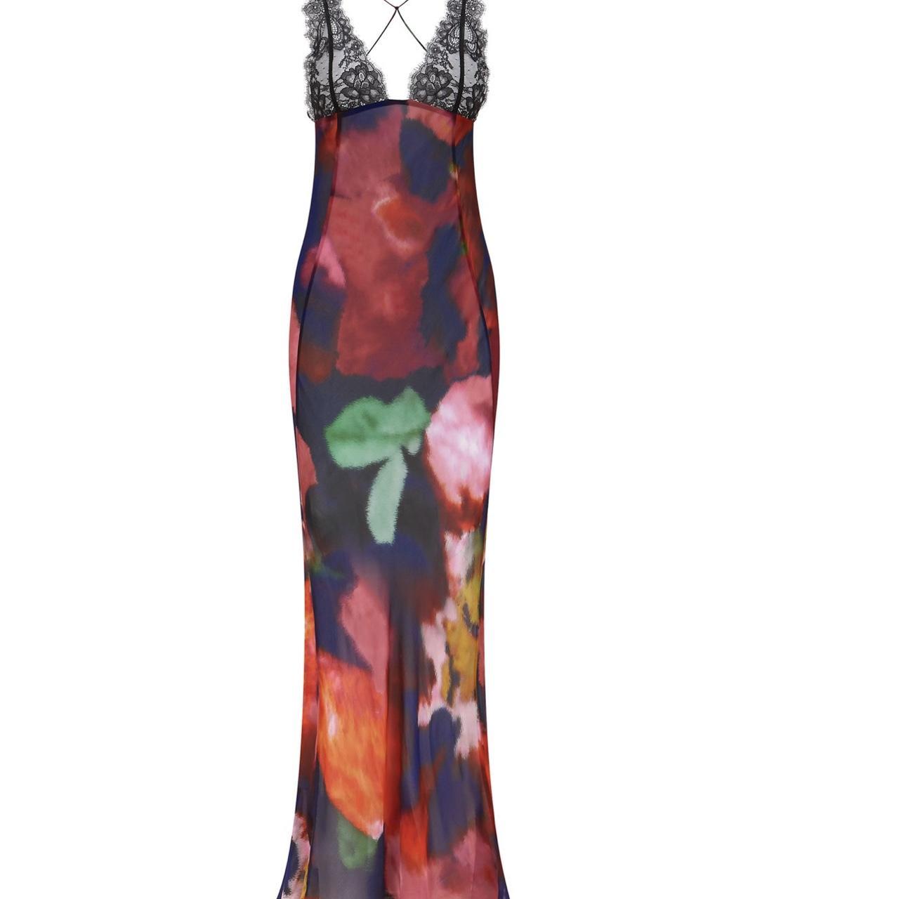 Rat and Boa PAOLA FLORAL SLIP DRESS XS A slit has... - Depop