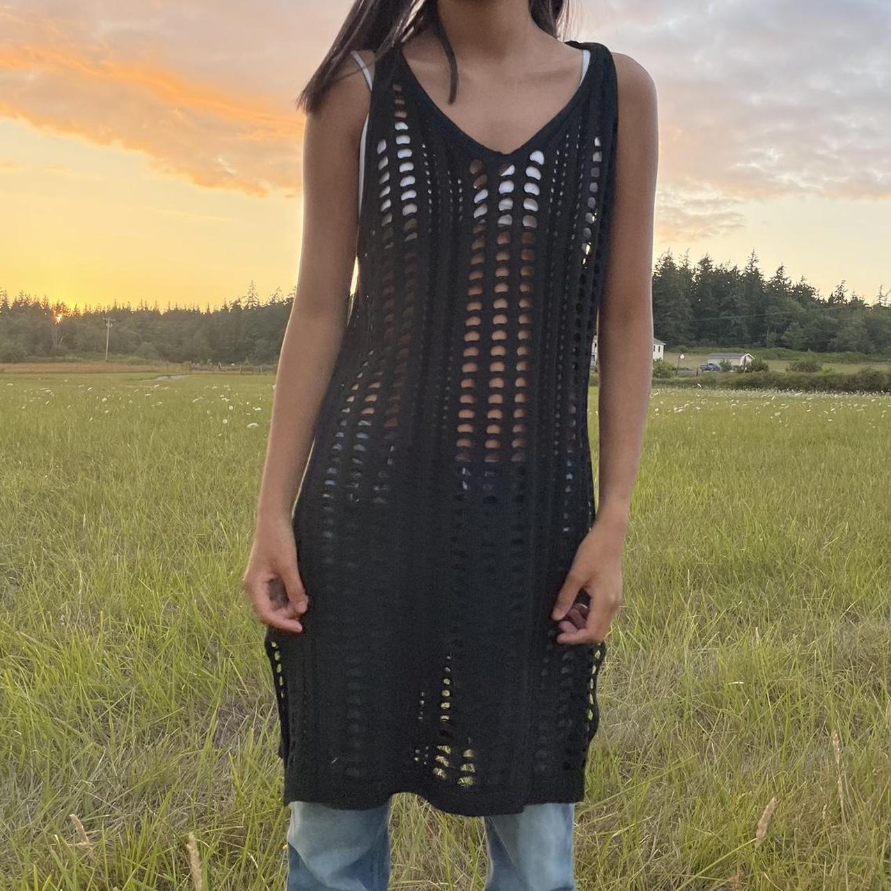 Open knit dress Super cute black open knit dress.... - Depop