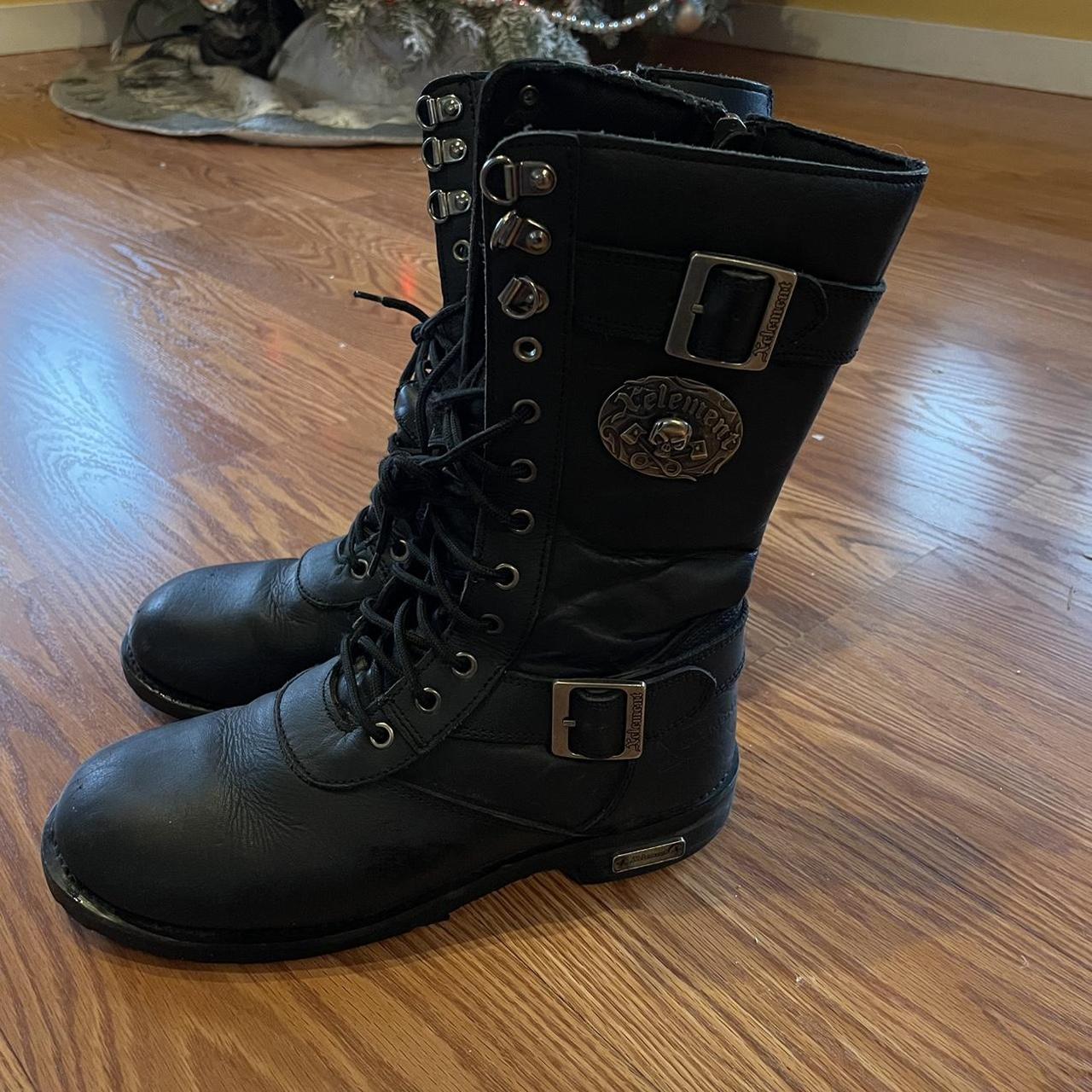 Xelement Motorcycle Boots Super cool black buckled... - Depop