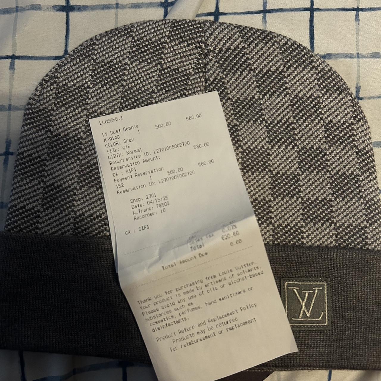Louis Vuitton Beanie Grey LV Monogram... | Depop