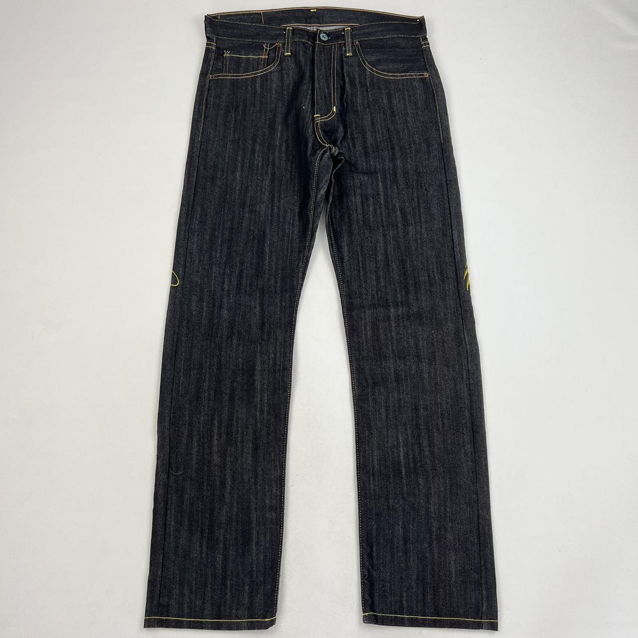 Sugoi Embroidered Dragon Japanese Denim Jeans... - Depop