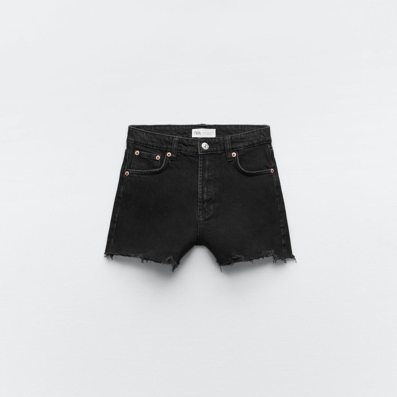 Zara Shorts High Rise Denim in Black in size 2.... - Depop
