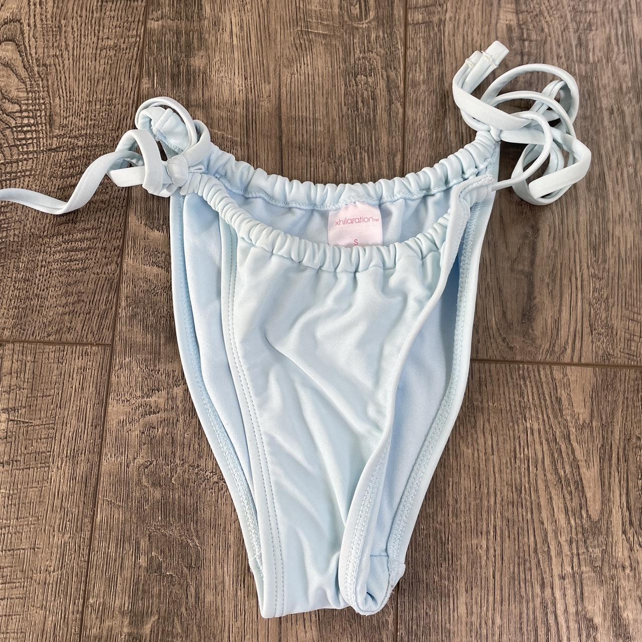 Baby blue side tie target bikini bottoms - Depop