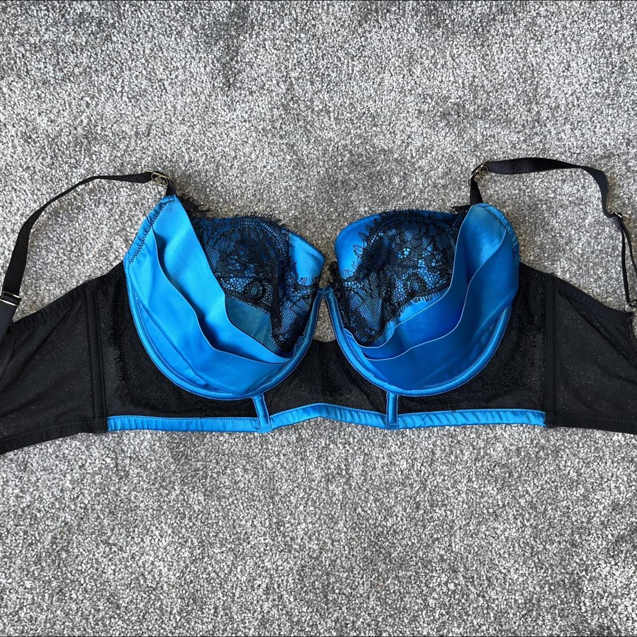 Blue Satin & Black Lace Bra💙🖤💙 Labels have been cut... - Depop