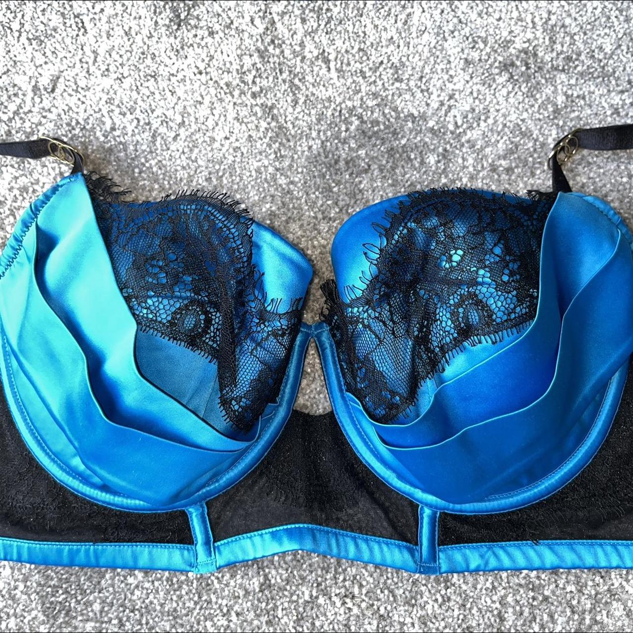 Blue Satin And Black Lace Bra💙🖤💙 Labels Have Been Cut Depop
