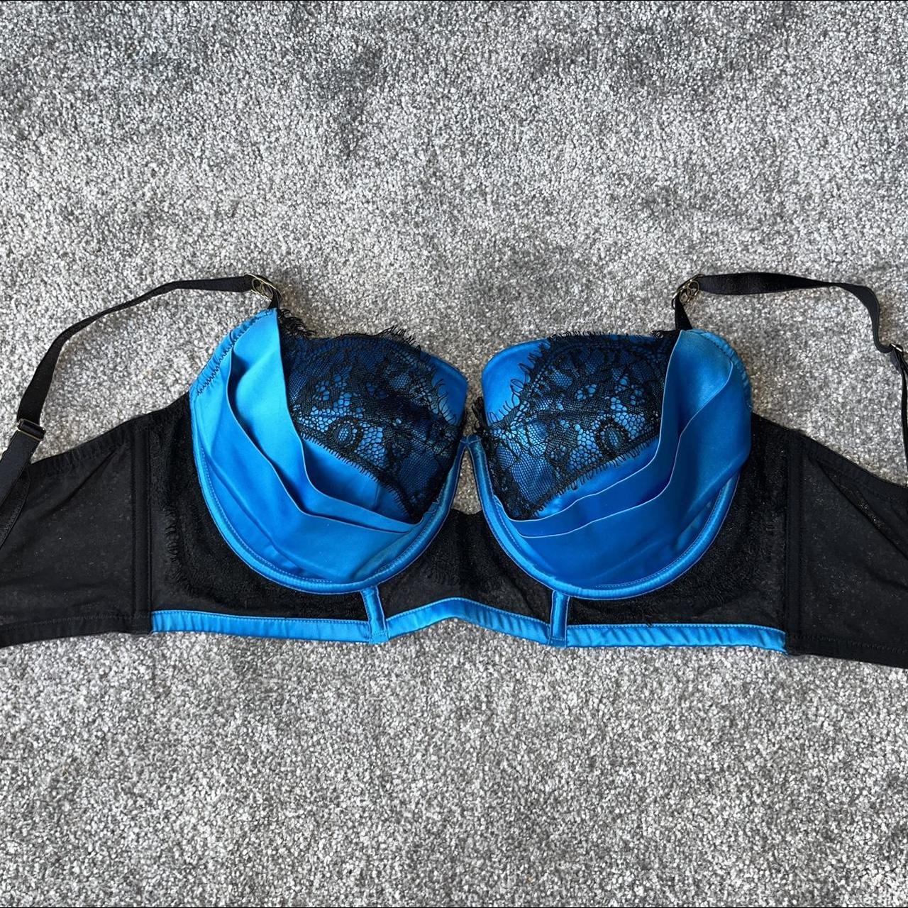 Blue Satin & Black Lace Bra💙🖤💙 Labels have been cut... - Depop