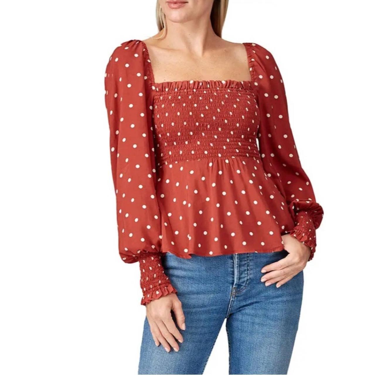 Auguste The Label Red Polly Sunday Long Sleeve Polka... - Depop