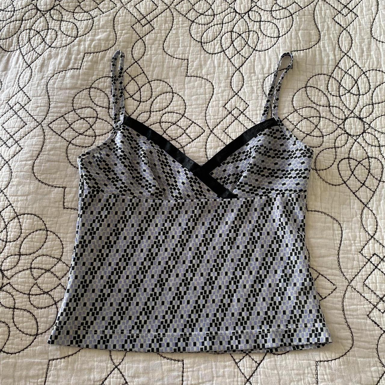•Dainty Checkered Tank Top• -Black and blue checker... - Depop