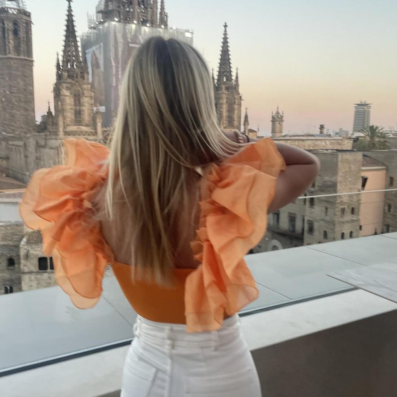Orange Zara Organza Crop Top Size Small Nwot No Depop