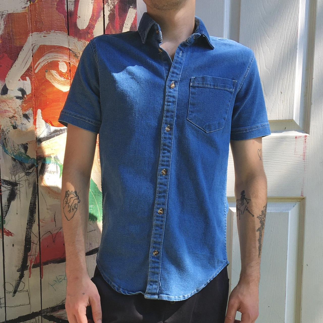 DENIM MUSCLE SHIRT - Depop