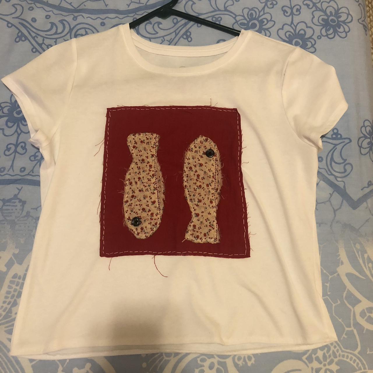 Handmade Twin Fish Baby Tee 100% handmade by me... - Depop