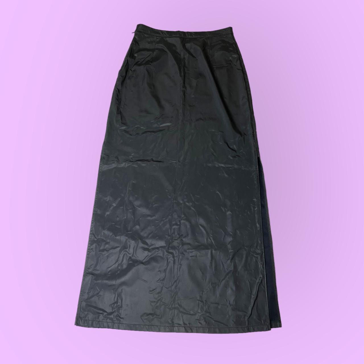 90s 00s PVC maxi skirt with kangaroo pocket and... - Depop