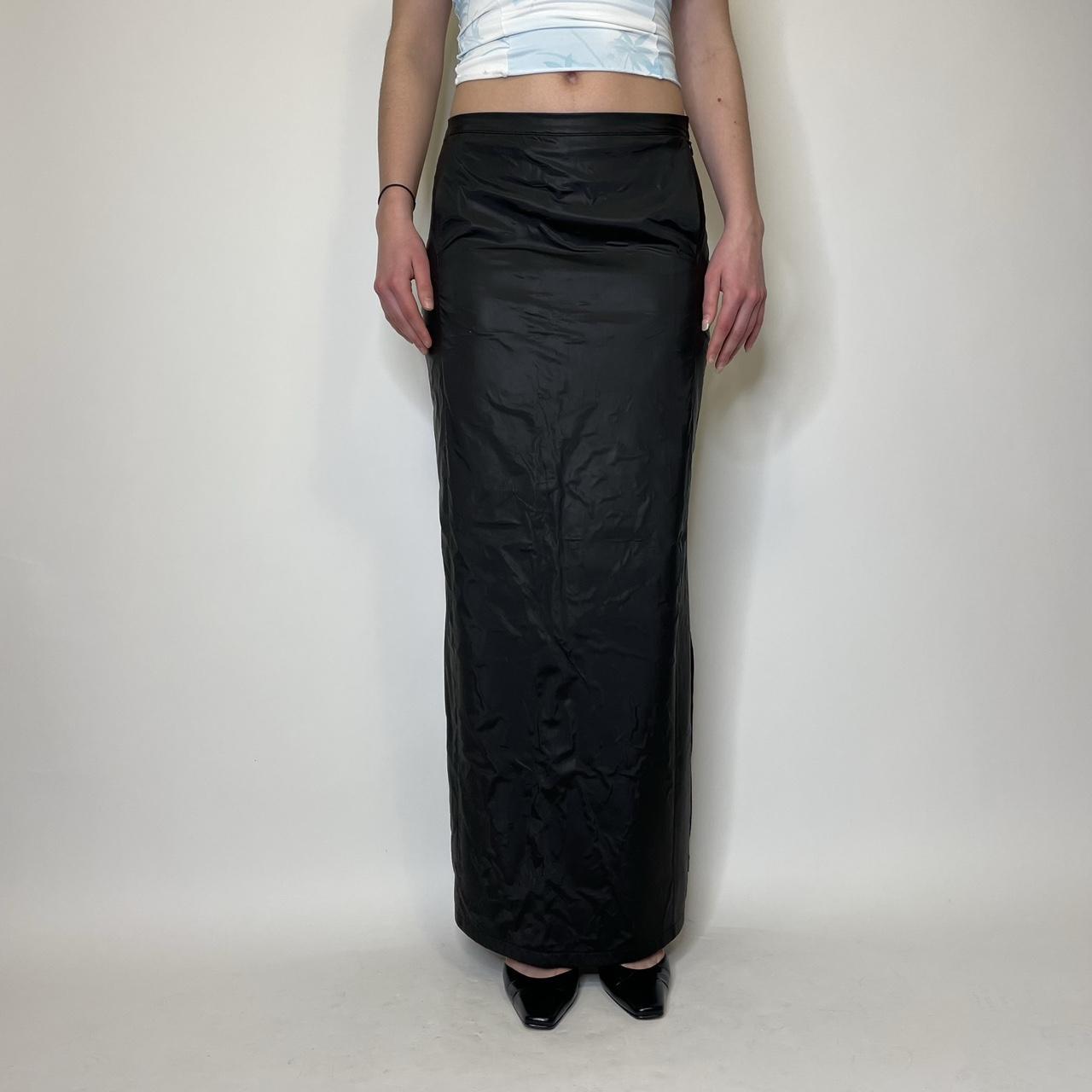 90s 00s PVC maxi skirt with kangaroo pocket and... - Depop