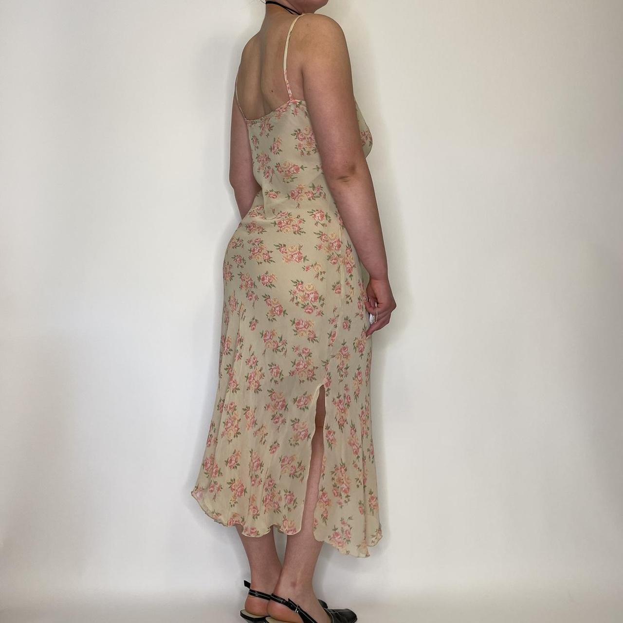 90s 00s pink floral maxi dress. Shown on a size... - Depop