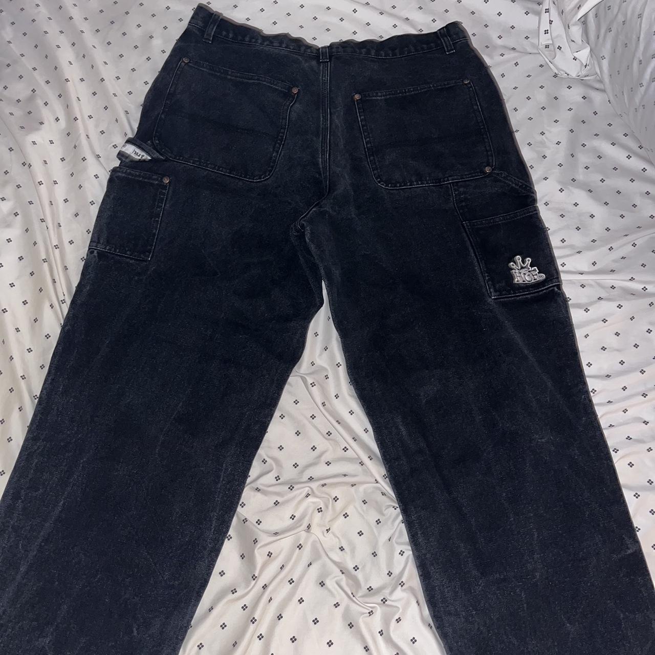 embroidered huf pants, size 32x30, great condition,... - Depop