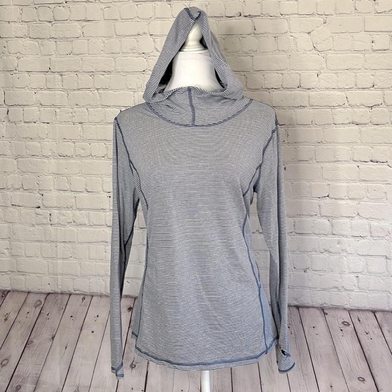 Danskin Now Cowl Collar Striped Pullover Lightweight... - Depop