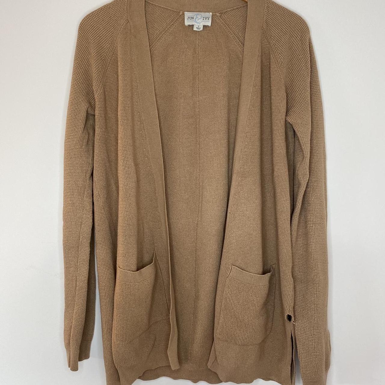 JUN IVY Tan Cardigan - Depop