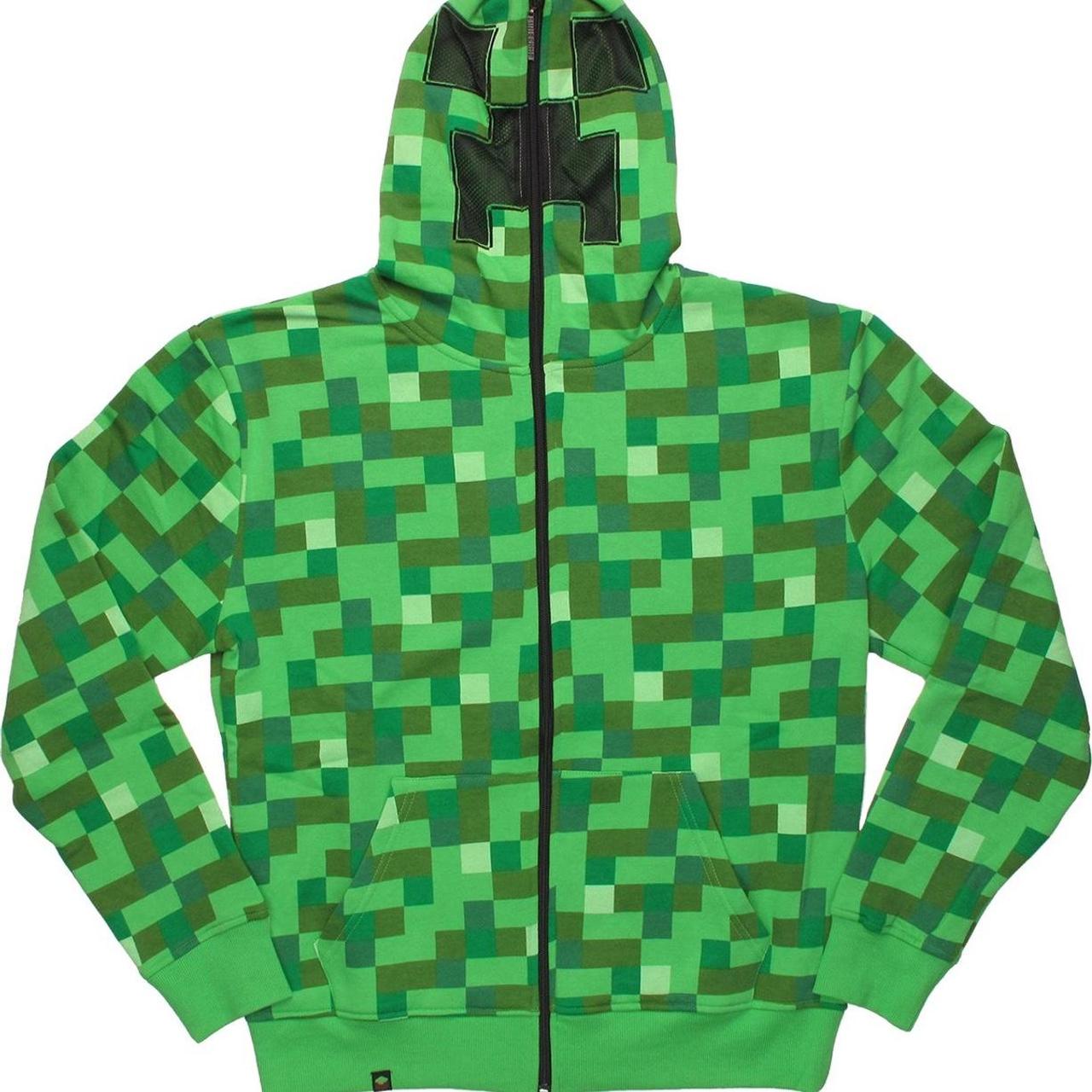 Creeper Minecraft zip up sweater it is a size large... - Depop