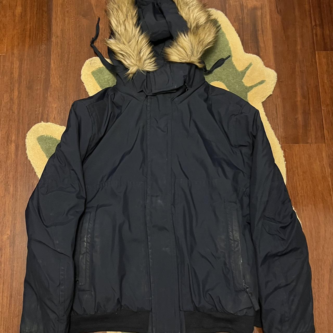 Black Marc New York puffer jacket with faux fur hood... | Depop