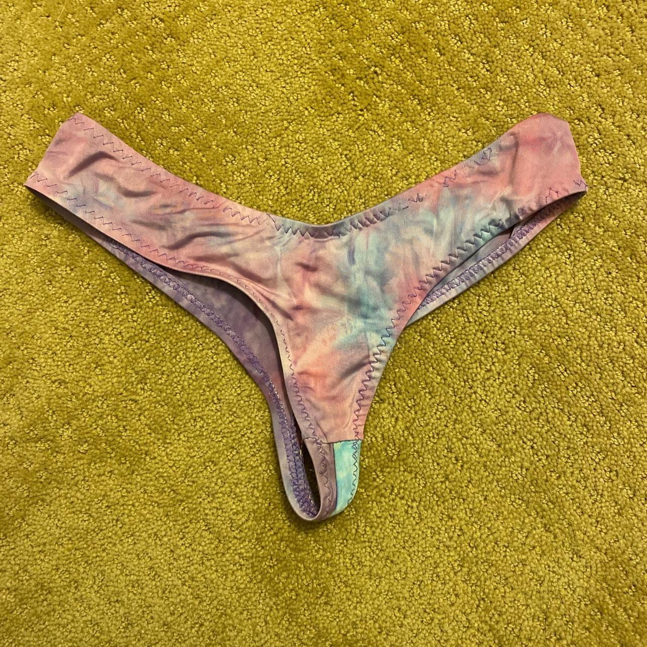 Tie dye cheeky as heck (thong ish?) bikini bottoms... - Depop